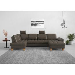Sit & More Wohnlandschaft SIT & MORE, B:338cm H:88cm T:172cm, grau, 100% Polyester, Sofas, "Westham U-Form", wahlweise mit Bettfunktion, Bettkasten,