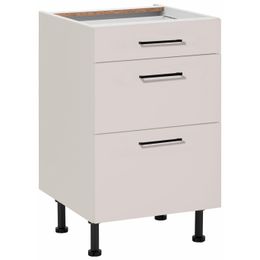 Wiho-K&uuml;chen Unterschrank WIHO K&Uuml;CHEN, B:50cm H:86,5cm T:58cm, beige, K&uuml;che, Schr&auml;nke, "Nisos", 50 cm breit, Soft-Close in Schubladen, verstellbare F&uuml;&szlig;e, ohne