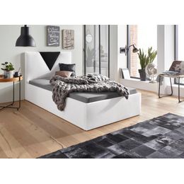 Polsterbett, B:112cm L:212cm, schwarz-wei&szlig;, Westfalia Schlafkomfort, Bezug Bett: Microfaser (100% Polyester);Bonnell-Federkernmatratze: 51%