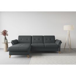 Sit & More Ecksofa SIT & MORE, B:268cm H:90cm T:176cm, grau, Wohnzimmer, Sofas, "G&ouml;teborg", Sitztiefenverstellung und Federkern, wahlweise mit Bettfunktion