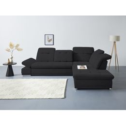 Ecksofa COTTA, B:310cm H:86cm T:265cm, schwarz, 100% Polyester, Wohnzimmer, Sofas, "Holiday L-Form mit Sitztiefen-, Armteil- und