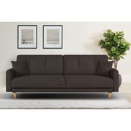 3-Sitzer Home Affaire, B:215cm H:89cm T:100cm, schwarz, 88% Polyester, 9% Rayon, 3% Nylon, Sofas, "TRIPLO optionale Schlafsofa mit Bettkasten, Ma&szlig;e