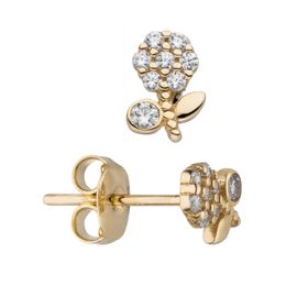 Jobo Damen Paar Ohrstecker "Ohrringe mit Blumen-Motiv", Gelbgold 333, gold, Gelbgold 333, Ohrringe, 333 Gold mit 16 Zirkonia