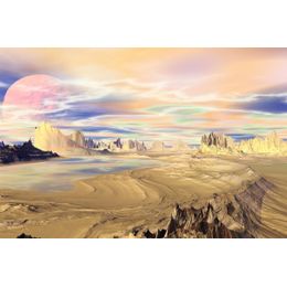 papermoon Fototapete "PLANETEN-FUTURISTISCH WELTRAUM MOND GALAXIE UNIVERSUM", B/L: 3m x 2,23m, Bahnen: 6 Stk., bunt, Schlafzimmer, Tapeten