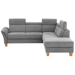 Ecksofa Home Affaire, B:247cm H:84cm T:217cm, grau, 100% Polyester, Wohnzimmer, Sofas, "Conville L-Form", Federkern, wahlweise mit Bettfunktion und
