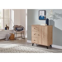 Kombikommode Home Affaire, B:82cm H:92cm T:40cm, beige, Hartfaserplatte, Holzwerkstoff, Kunststoff, Metall, Schlafzimmer, Sideboards, "Berlin 20 AO