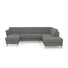 Sit & More Wohnlandschaft SIT & MORE, B:303cm H:87cm T:213cm, grau, Sofas, "Visby U-Form", wahlweise mit Bettfunktion und Stauraum, frei im Raum stellbar