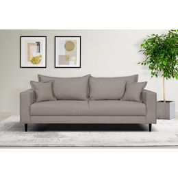 3-Sitzer Home Affaire, B:212cm H:76cm T:84cm, grau, 100% Polyester, Sofas, "VEYRAS, hoher Sitzkomfort, Ma&szlig;e B/T/H: 212/84/76 cm", mit