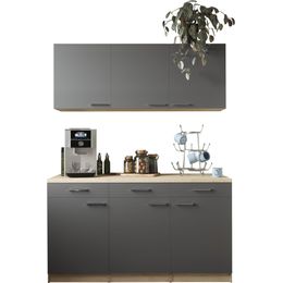 Mehrzweckschrank-Set respekta, B:150cm H:200cm T:60cmgrau, Kastenm&ouml;bel-Sets, "Merle", Breite 150 cm, Soft-Close, Metallstangengriffe, 85 cm