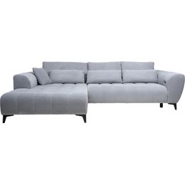 Ecksofa WERK2 "Garay, XXL-Liegefl&auml;che: elektrisch ausziehbar auf ca. 228&times;126 cm", grau, B:287cm H:64cm T:220cm, 100% Polyester, Sofas, Ecksofa, Luxus in &Uuml;bergr&ouml;&szlig;e: XXL-Liegefl&auml;che, Komfort-Ottomane & stilvolle F&uuml;&szlig;e