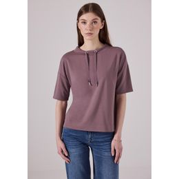 Damen T-Shirt, rosa, Gr. 36, STREET ONE STUDIO, unifarben, Stoff, 71% Polyester, 26% Viskose, 3% Elasthan, Shirts, mit Tunnelzugband am Kragen