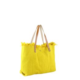 Damen Schultertasche "Beach", Collezione Alessandro, gelb, Baumwolle, Taschen, mit echt Leder Henkeln