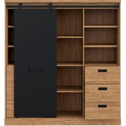 Highboard FORTE, B:148,4cm H:160,2cm T:52cm, schwarz, Spanplatte, Wohnzimmer, Sideboards, "Kaszimiro"