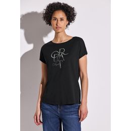 Street One Damen T-Shirt, schwarz, Gr. 34, unifarben, Web, 50% Baumwolle, 50% Modal, Shirts, im soften Baumwoll-Mix