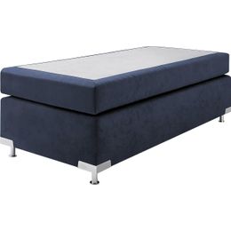 Boxspringbett, B:92cm L:201cm, blau, Westfalia Schlafkomfort, Microvelours (100% Polyester), Komplettbetten, "Holland", ohne Kopfteil, frei im Raum