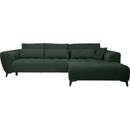 Ecksofa WERK2 "Garay, XXL-Liegefl&auml;che: elektrisch ausziehbar auf ca. 228&times;126 cm", gr&uuml;n, B:287cm H:64cm T:220cm, 100% Polyester, Sofas, Ecksofa, Luxus in &Uuml;bergr&ouml;&szlig;e: XXL-Liegefl&auml;che, Komfort-Ottomane & stilvolle F&uuml;&szlig;e
