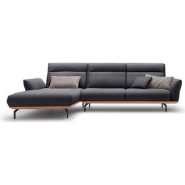 Ecksofa, B:318cm H:103cm T:183cm, schwarz, CREATION BY ROLF BENZ, NaturLEDER OSKAR (echtes Rindsleder), Wohnzimmer, Sofas, "CR.460", Sockel in Eiche,