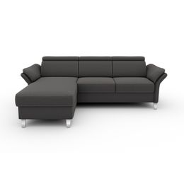 Sit & More Ecksofa SIT & MORE, B:252cm H:84cm T:165cm, grau, Wohnzimmer, Sofas, "Vincenzo L-Form", inklusive Kopfteilverstellung, wahlweise mit Bettfunktion,