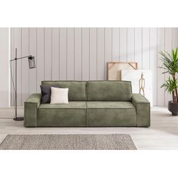 3-Sitzer Home Affaire, B:257cm H:85cm T:106cm, gr&uuml;n, 100% Polyester, Sofas, "SHERWOOD Schlafsofa (257cm) Cord, Samtvelours, Vintage-Lederoptik",