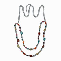 Steuer Damen Lange Kette "Modekette Muschel multi color", 99cm, Metall, L: 99, silber, Metall, Halsketten