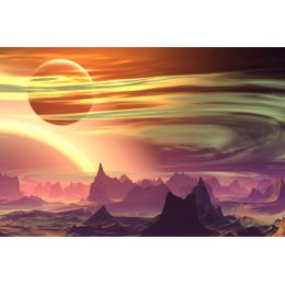 papermoon Fototapete "PLANETEN-FUTURISTISCH WELTRAUM MOND GALAXIE UNIVERSUM", B/L: 4m x 2,6m, Bahnen: 8 Stk., bunt, Schlafzimmer, Tapeten