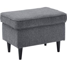 Hocker, B:63cm H:43cm T:42cm, grau, ED EXCITING DESIGN, 100% Polyester, Wohnzimmer, Hocker, "Oskar", mit Massivholzf&uuml;&szlig;en