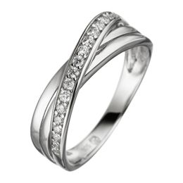 Jobo Damen Silberring, 52, Silber 925 (Sterlingsilber), silber, Silber 925 (Sterlingsilber), Fingerringe, 925 Silber mit 19 Zirkonia