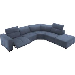 Ecksofa Egoitaliano, B:300cm H:100cm T:274cm, blau, Leder &raquo;BULL&laquo; (echtes Rindsleder). Geschliffenes, pigmentiertes und behandeltes Rindsleder mit