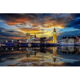 papermoon Fototapete "London bei Nacht", B/L: 3,5m x 2,6m, Bahnen: 7 Stk., bunt, Schlafzimmer, Tapeten