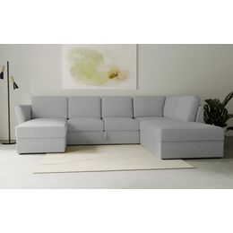 Wohnlandschaft Home Affaire, B:310cm H:90cm T:226cm, grau, 62% Polypropylene, 38% Polyester, Sofas, "Lavars Schlafsofa", mit Bettfunktion und