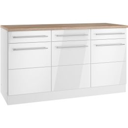 Unterschrank KOCHSTATION, B:150cm H:85cm T:60cm, wei&szlig;, K&uuml;che, Schr&auml;nke, "KS-Wien", edel aussehende gestiftete Fronten