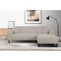 Ecksofa Home Affaire, B:235cm H:81cm T:163cm, grau, 100% Polyester, Wohnzimmer, Sofas, "ARROS L-Form mit Wellenunterfederung, Ma&szlig;e B/T/H: 235/163/81