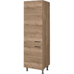 Hochschrank Nobilia, B:60cm H:216,6cm T:58,3cm, braun, K&uuml;che, Schr&auml;nke, ""Structura", Ausrichtung w&auml;hlbar, mit zwei T&uuml;ren, vormontiert", Breite/H&ouml;he: