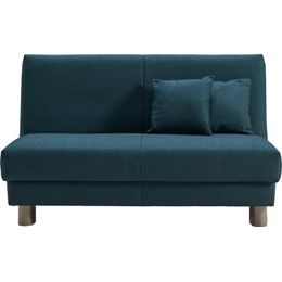 ell+ell Schlafsofa ELL + ELL, B:145cm T:100cm, blau, Jugendzimmer, Sofas, "Enny", Liegefl&auml;che Breite 120 oder 140 cm, Liegeh&ouml;he 40 cm, F&uuml;&szlig;e alufarben