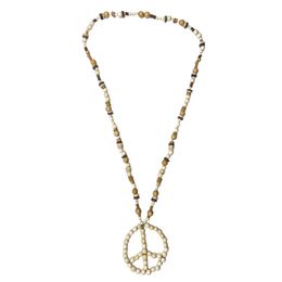 Damen Lange Kette "Peace", beige, Basic, Collezione Alessandro, Holz, Halsketten, aus Holzperlen gef&auml;delt