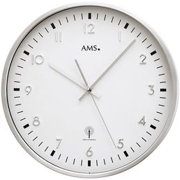 AMS Funkwanduhr "F5914", B/H/L: 5cm, silber, Wanduhren, Quarz,Metall,Glas,Wohnzimmer,Esszimmer,K&uuml;che,Arbeitszimmer,B&uuml;ro,Flur