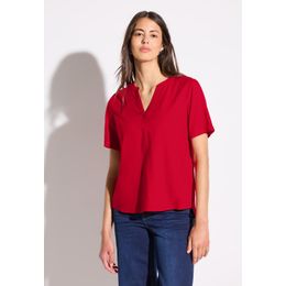 Street One Damen Hemdbluse, rot, Gr. 36, unifarben, Stoff, 100% Viskose, Blusen, aus softer Viskose
