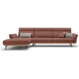Ecksofa, B:338cm H:103cm T:183cm, braun, CREATION BY ROLF BENZ, NaturLEDER OSKAR (echtes Rindsleder), Wohnzimmer, Sofas, "CR.460", Sockel in Eiche,