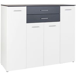 Hochkommode Home Affaire, B:156cm H:123cm T:39cm, schwarz-wei&szlig;, Hartfaserplatte, Holzwerkstoff, Kunststoff, Sideboards, "Prato", mit 2 Schubkasten