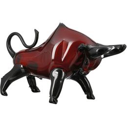 Tierfigur, B:48cm H:28cm T:18cm, rot, CASABLANCA BY GILDE, Glas, Dekofiguren, "Glasskulptur Stier"