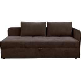 Schlafsofa Alina, B:205cm H:73cm T:95cm, braun, Struktur fein XBO (100% Polyester), Jugendzimmer, Sofas, "Marla", inkl. Stauraum & 2 R&uuml;ckenkissen,