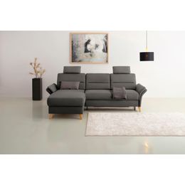 Ecksofa Home Affaire, B:252cm H:90cm T:162cm, grau, 98% Polyester 2% Polyamid, Wohnzimmer, Sofas, "Westerland L-Form", Federkern-Polsterung,