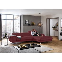 Ecksofa W.Schillig, B:303cm H:70cm T:193cm, rot, Longlife Xtra-Leder Z69: Das feinnarbige, gedeckte Softleder Z69 besticht durch seine