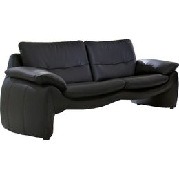 3-Sitzer Places of Style, B:205cm H:80cm T:88cm, schwarz, NaturLEDER (echtes Rindsleder), Sofas, "Luna", in einzigartiger Optik