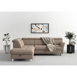 Sit & More Ecksofa SIT & MORE, B:252cm T:216cm, grau, 98% Polyester, 2% Polyamid, Wohnzimmer, Sofas, "Marano L-Form", inklusive Kopfteilverstellung, wahlweise