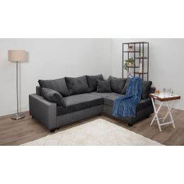 Ecksofa Collection AB, B:224cm H:42cm T:161cm, grau, 100%Polyester, Wohnzimmer, Sofas, "Parma L-Form", mit Schlaffunktion und Bettkasten, inklusive