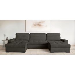 Wohnlandschaft OTTO HOME, H:41cm T:161cmgrau, 100%Polyester, Sofas, "Home System U-Form, B: 269 - 352 cm, Breiten w&auml;hlbar", mit Bettfunktion,