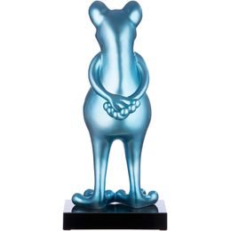 Tierfigur, B:32cm H:68cm T:30cm, blau, CASABLANCA BY GILDE, Kunstharz, Dekofiguren, "Skulptur Frosch petrol"