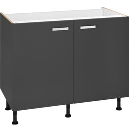 Sp&uuml;lenschrank Optifit, B:100cm H:87cm T:58,4cm, grau, Holzwerkstoff, K&uuml;che, Schr&auml;nke, "Parma", Breite 100 cm
