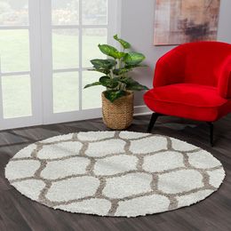 Hochflor-Teppich Sanat, H:30mm &Oslash;:200cm, beige, Kunstfaser, Teppiche, "Madrid", Wohnzimmer, Langflor, Shaggy Teppich